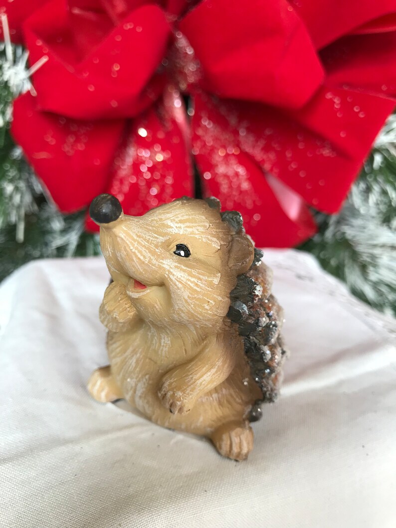 Small Hedgehog With Holiday Glitter / Hedgehog Figurine Assortment ...