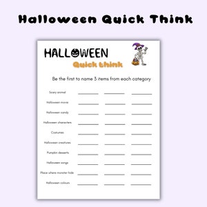Halloween Quick Think Game, Halloween Activities, Halloween Party Games ...