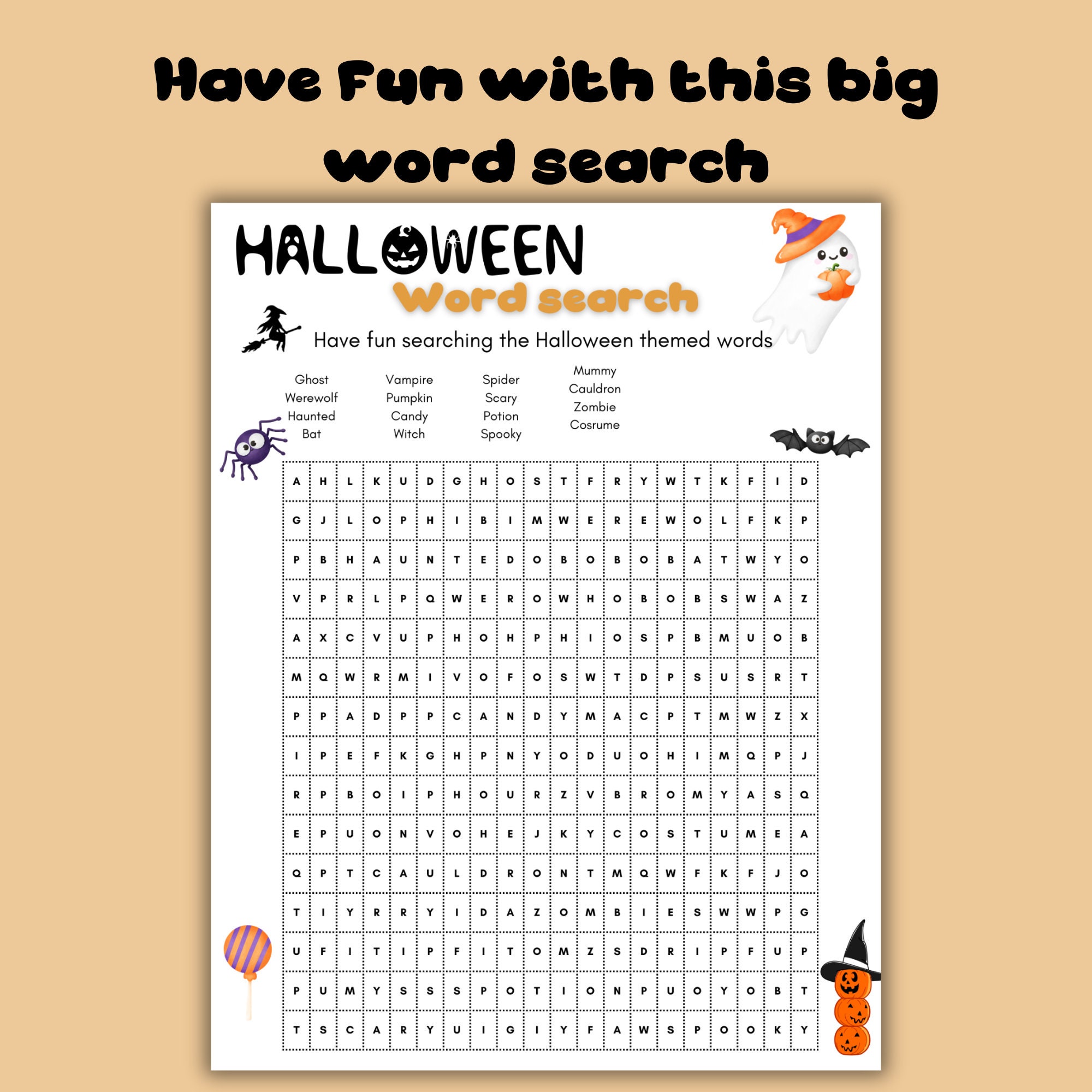 Halloween Word Search Activity Printable Party Game Word - Etsy