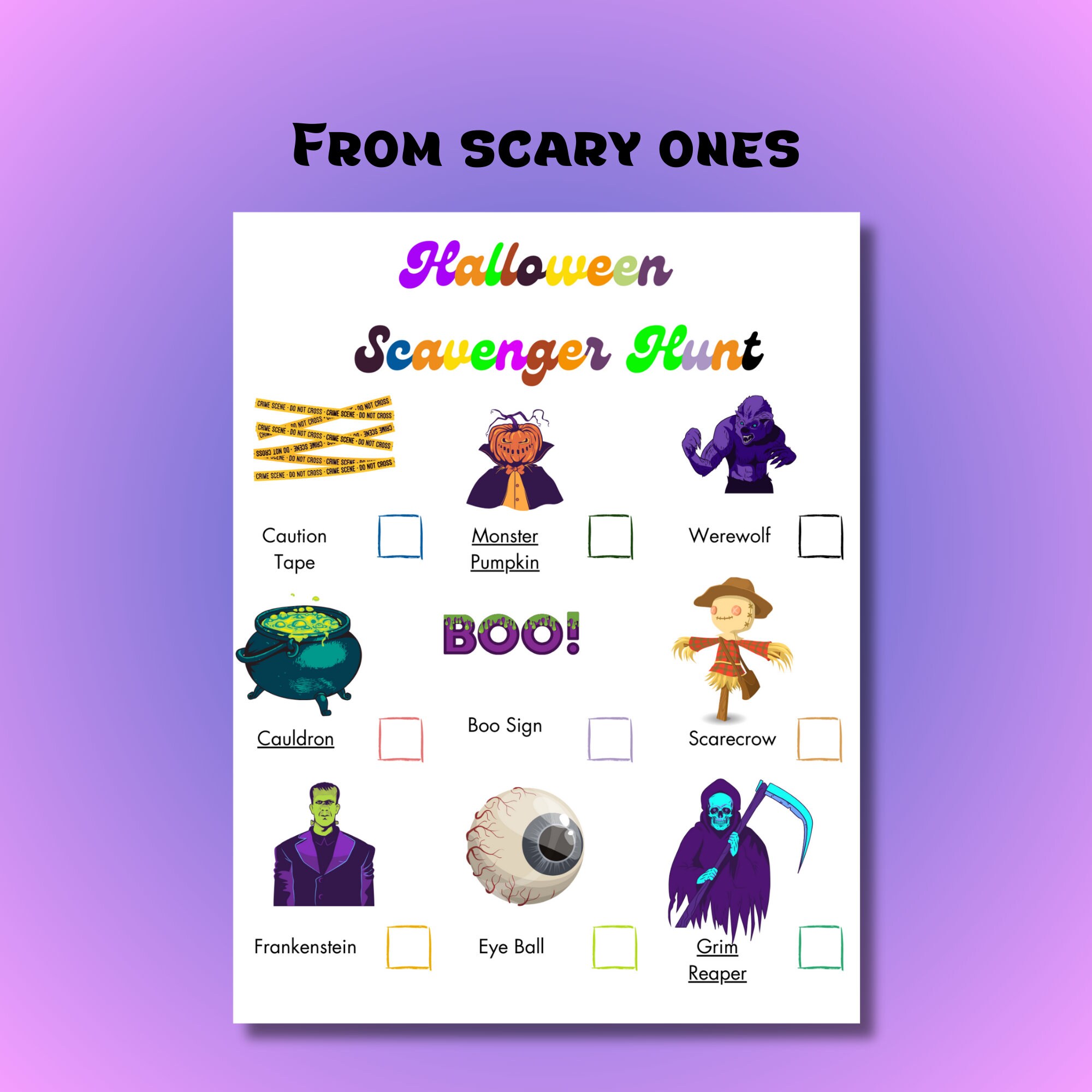 Spooky Halloween Scavenger Hunt Printable, Trick or Treat, Scavenger ...