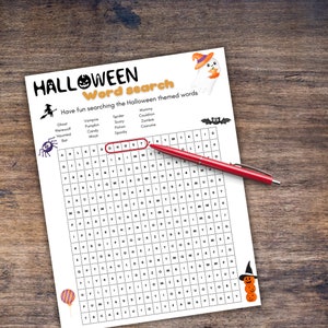 Halloween Word Search Activity, Printable Party Game, Word Games, Fun ...