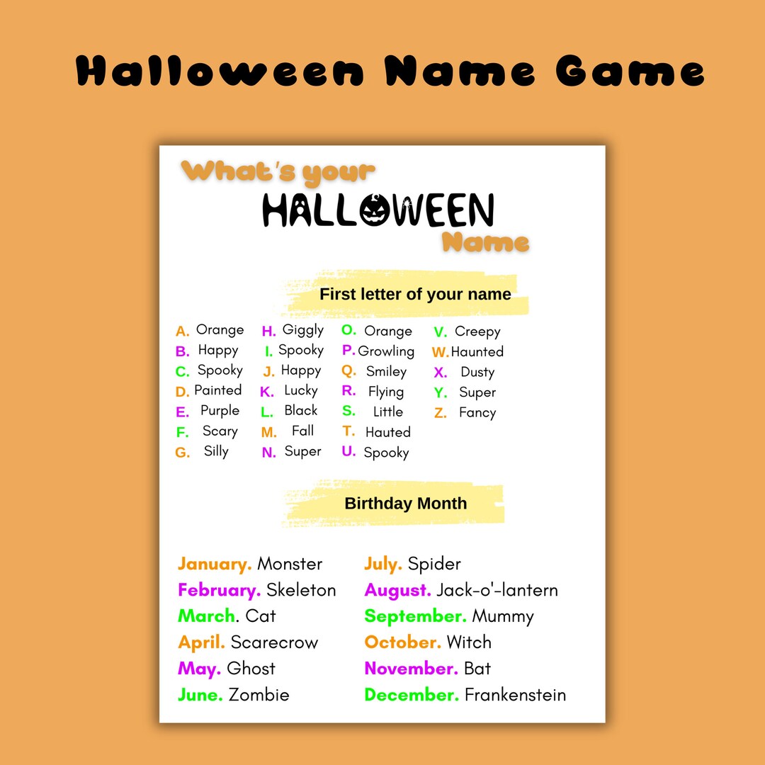 Halloween Name Game, Halloween Activities, Halloween Party Games ...