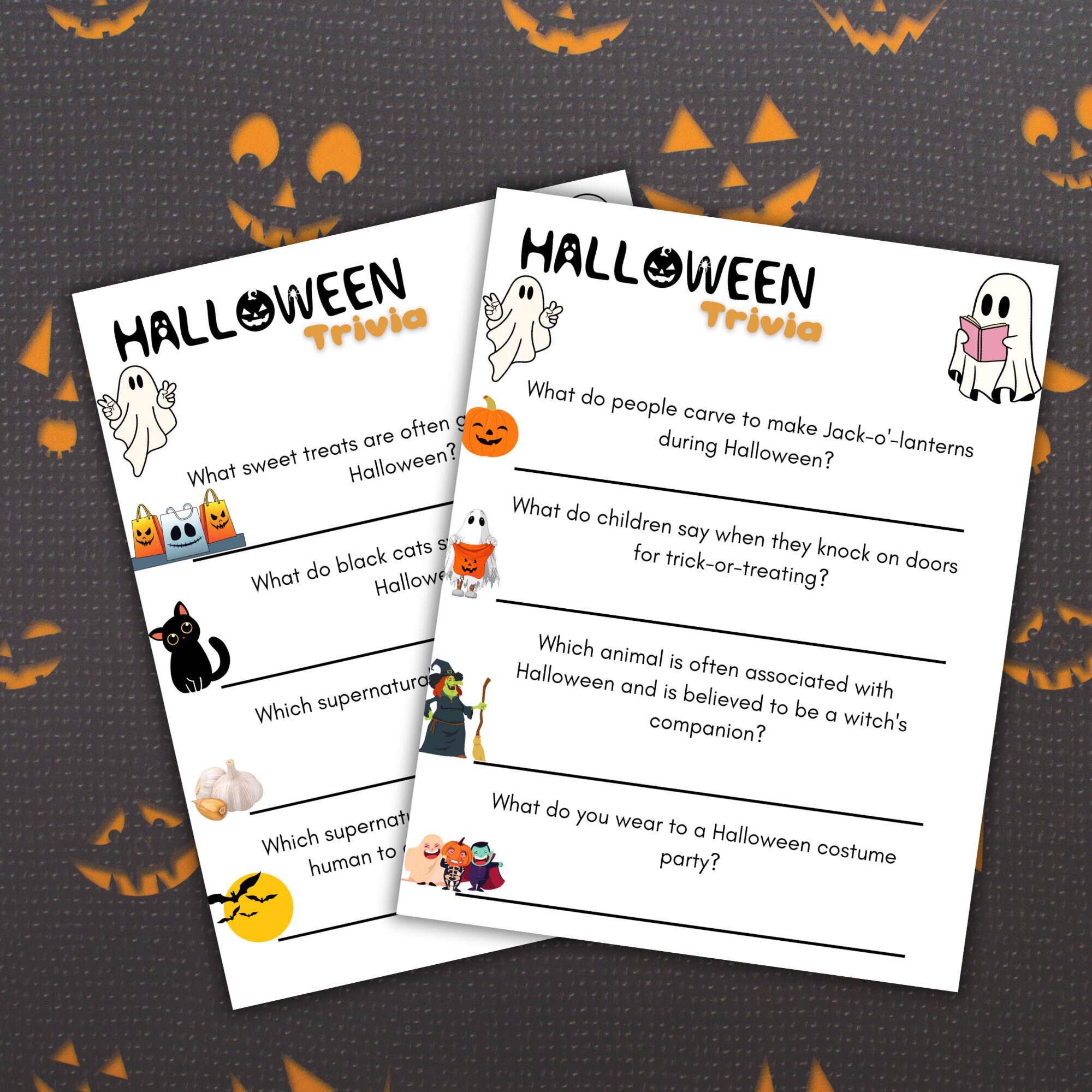 Halloween Trivia Game, Printable Game, Halloween Party Ideas, Printable ...