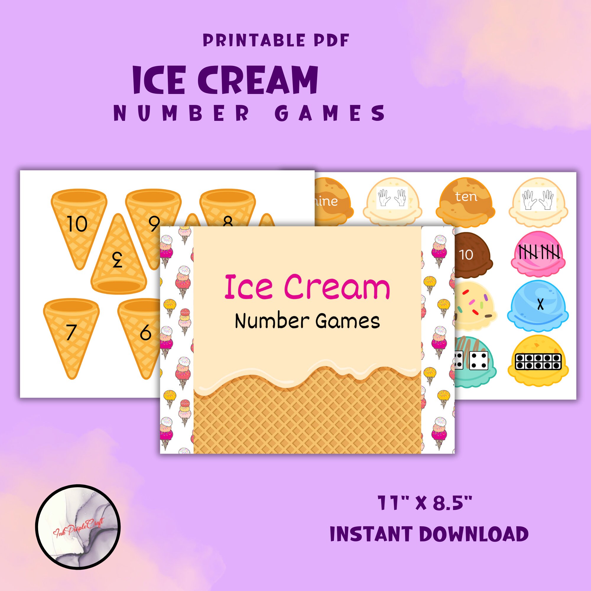 Summer Kids Activities, Printable Ice Cream Math Games, Preschool ...