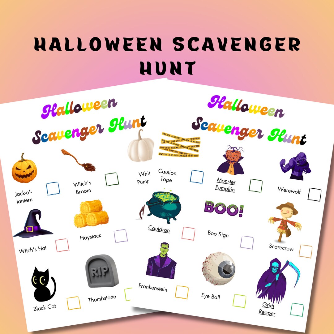 Spooky Halloween Scavenger Hunt Printable, Trick or Treat, Scavenger ...