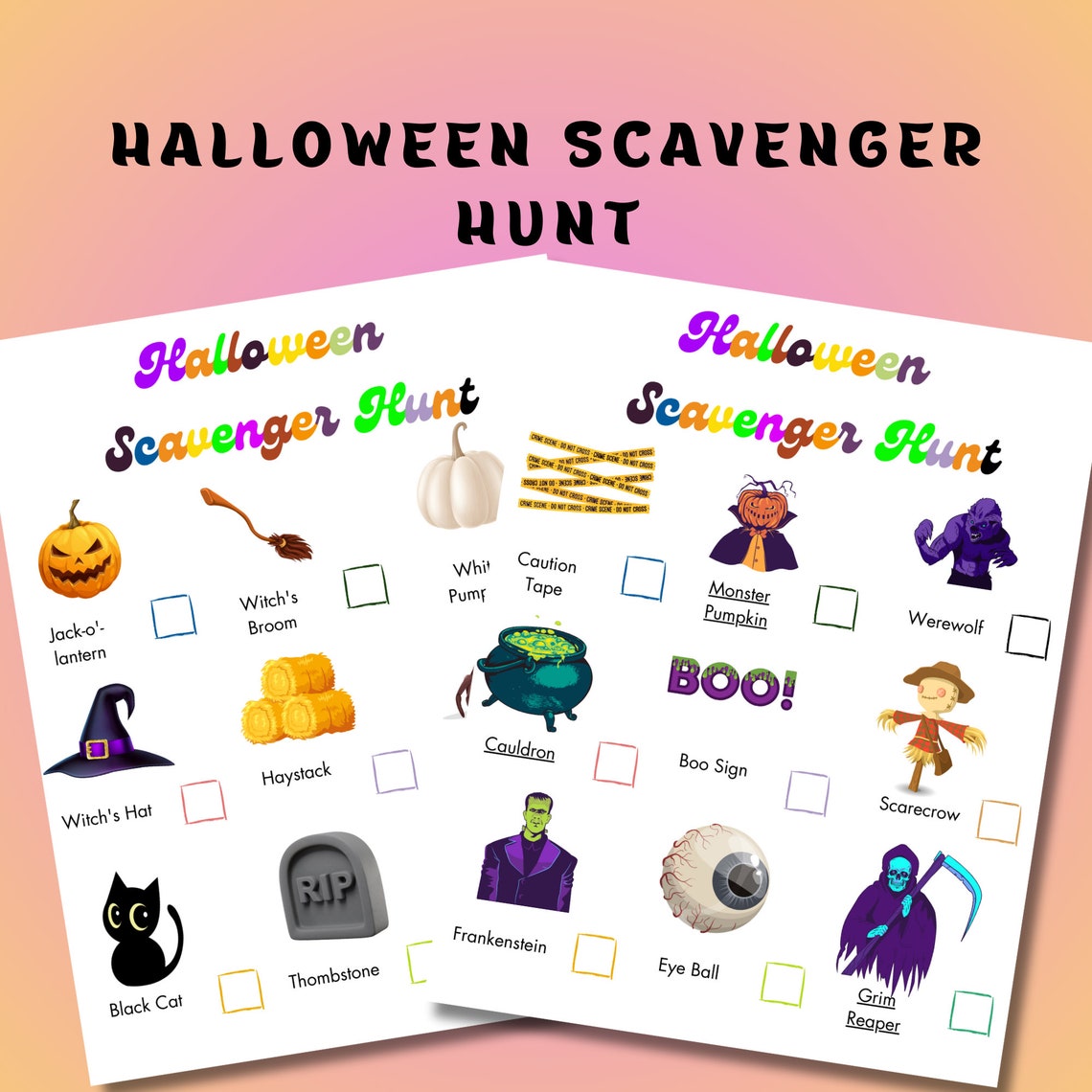 Spooky Halloween Scavenger Hunt Printable, Trick or Treat, Scavenger ...