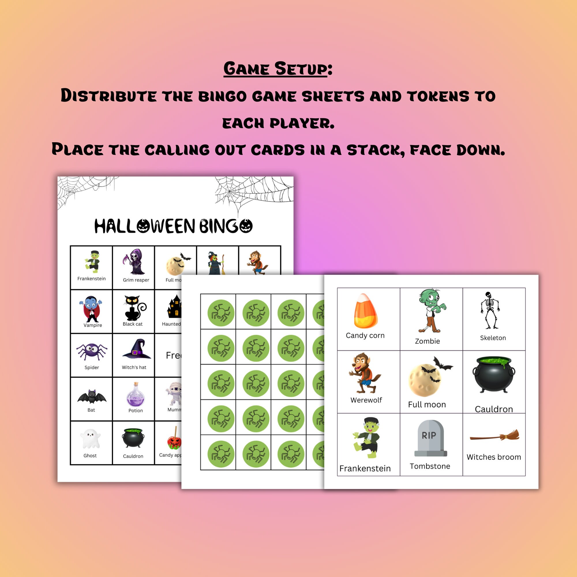 Spooky Halloween Bingo Game Printable Set of 30 Unique Cards - Etsy