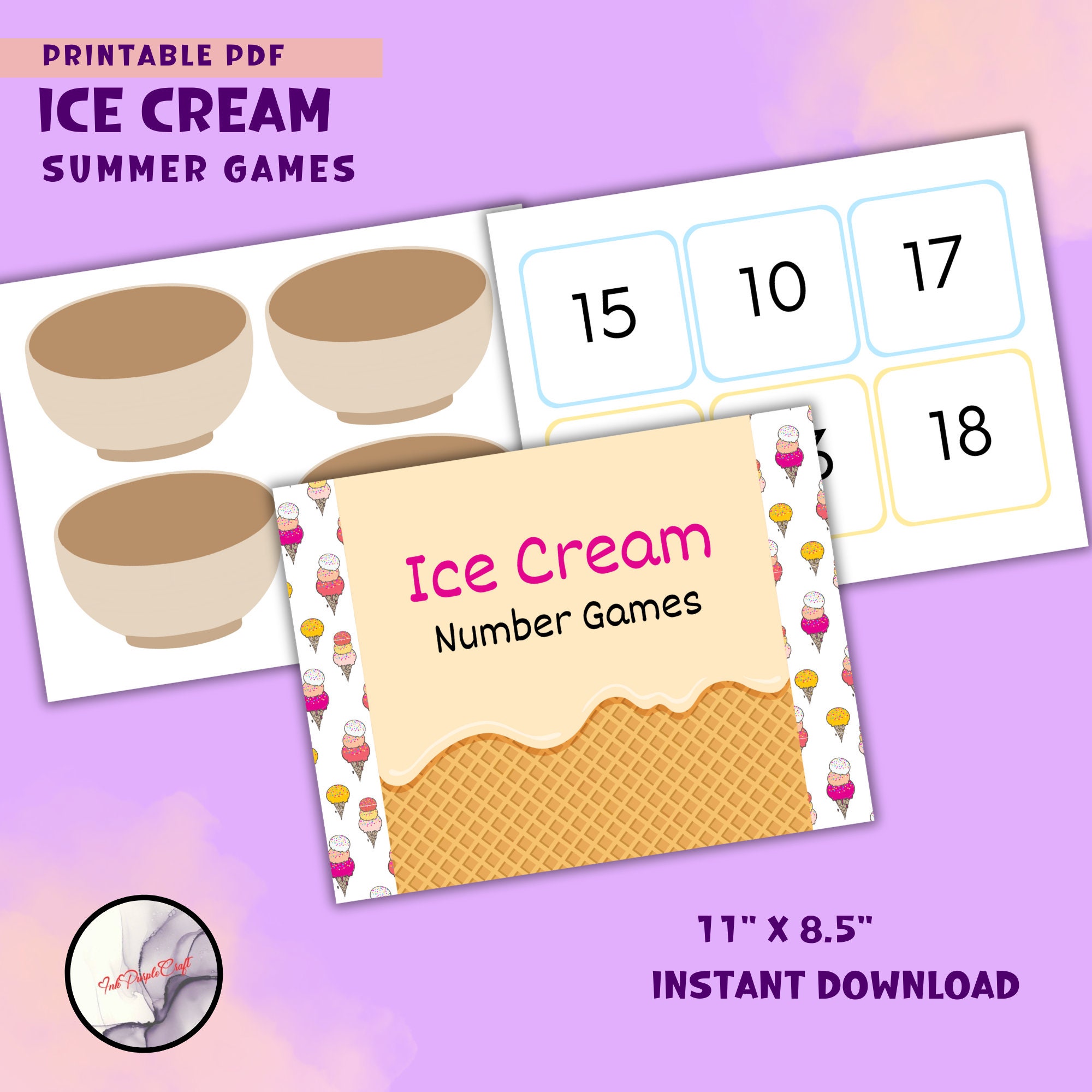 Summer Kids Activities, Printable Ice Cream Math Games, Preschool ...