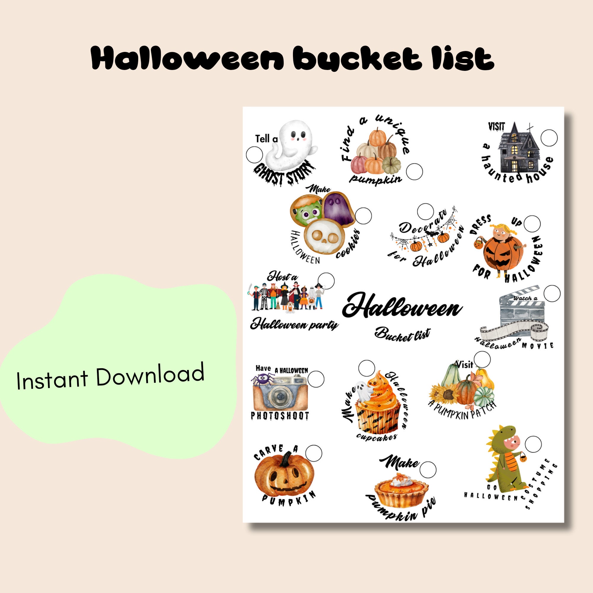 Spooky and Fun Halloween Printable Bucket List, Halloween Checklist ...