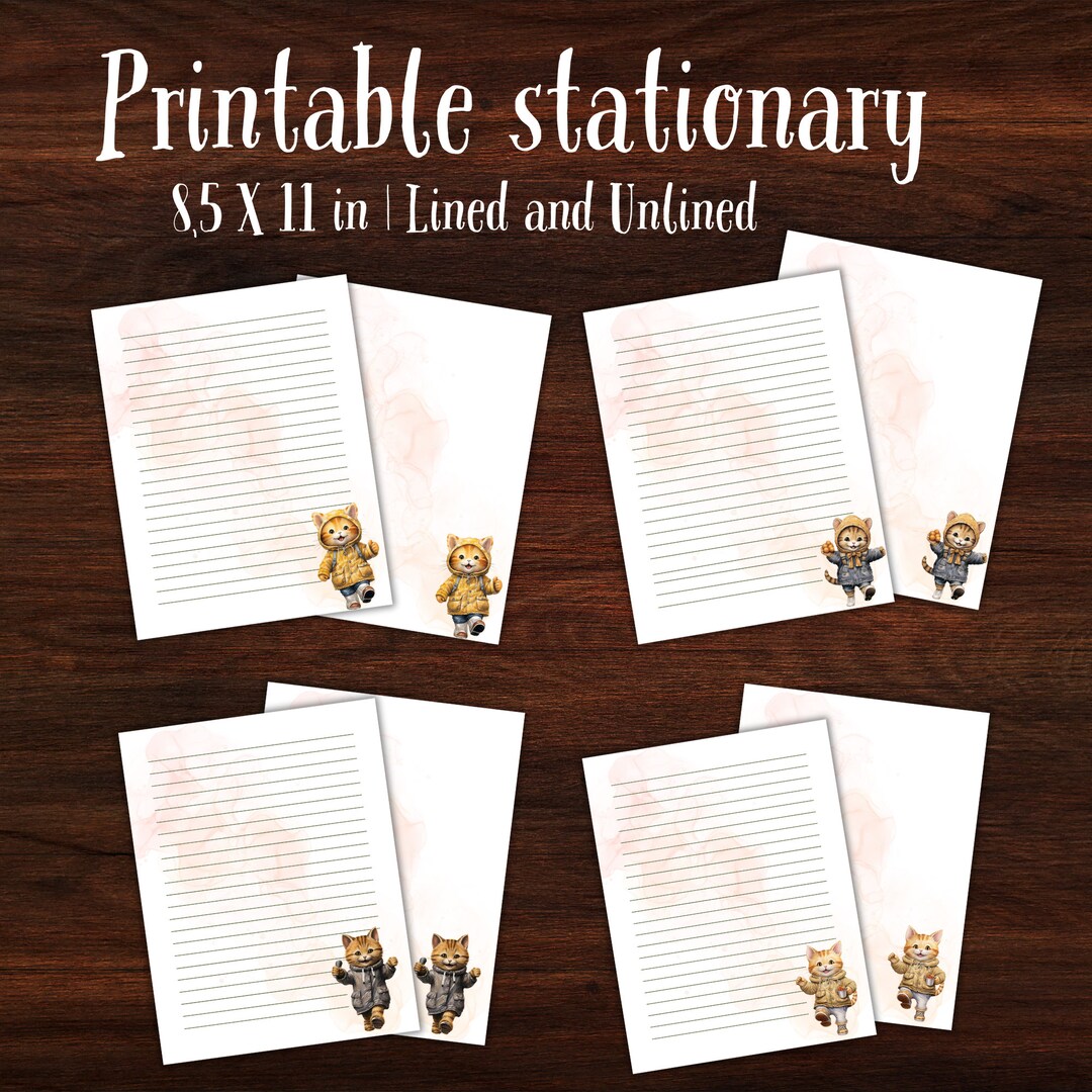 Cat Writing Paper, Autumn Writing Paper, Letter Writing, Printable ...