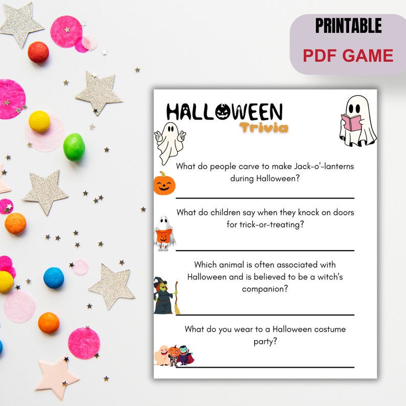 Halloween Trivia Game, Printable Game, Halloween Party Ideas, Printable ...