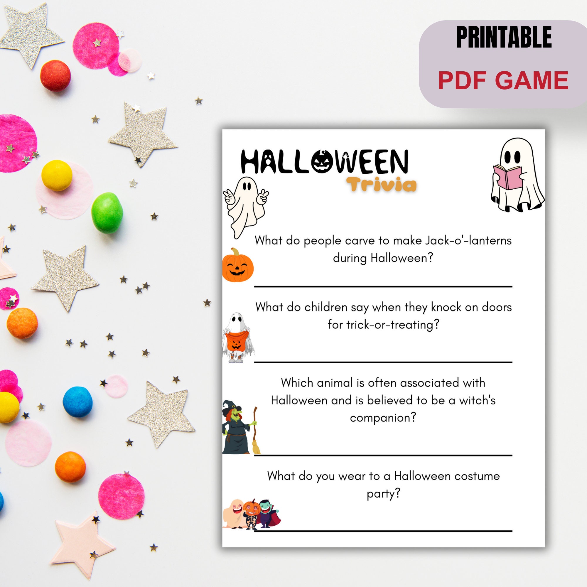 Halloween Trivia Game, Printable Game, Halloween Party Ideas, Printable ...