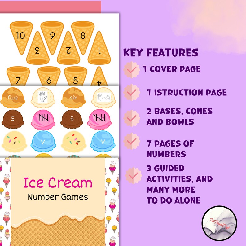 Summer Kids Activities, Printable Ice Cream Math Games, Preschool ...