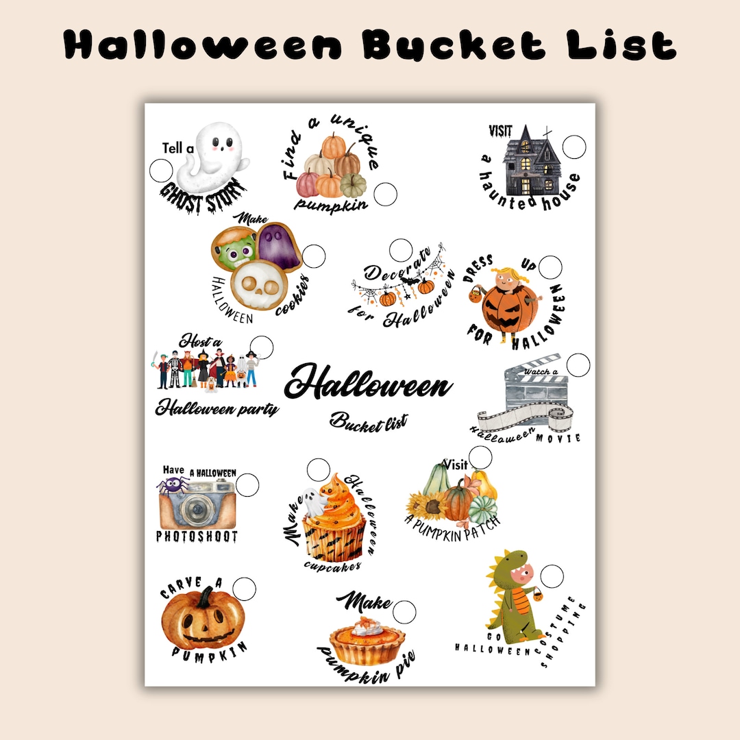 Spooky and Fun Halloween Printable Bucket List, Halloween Checklist ...