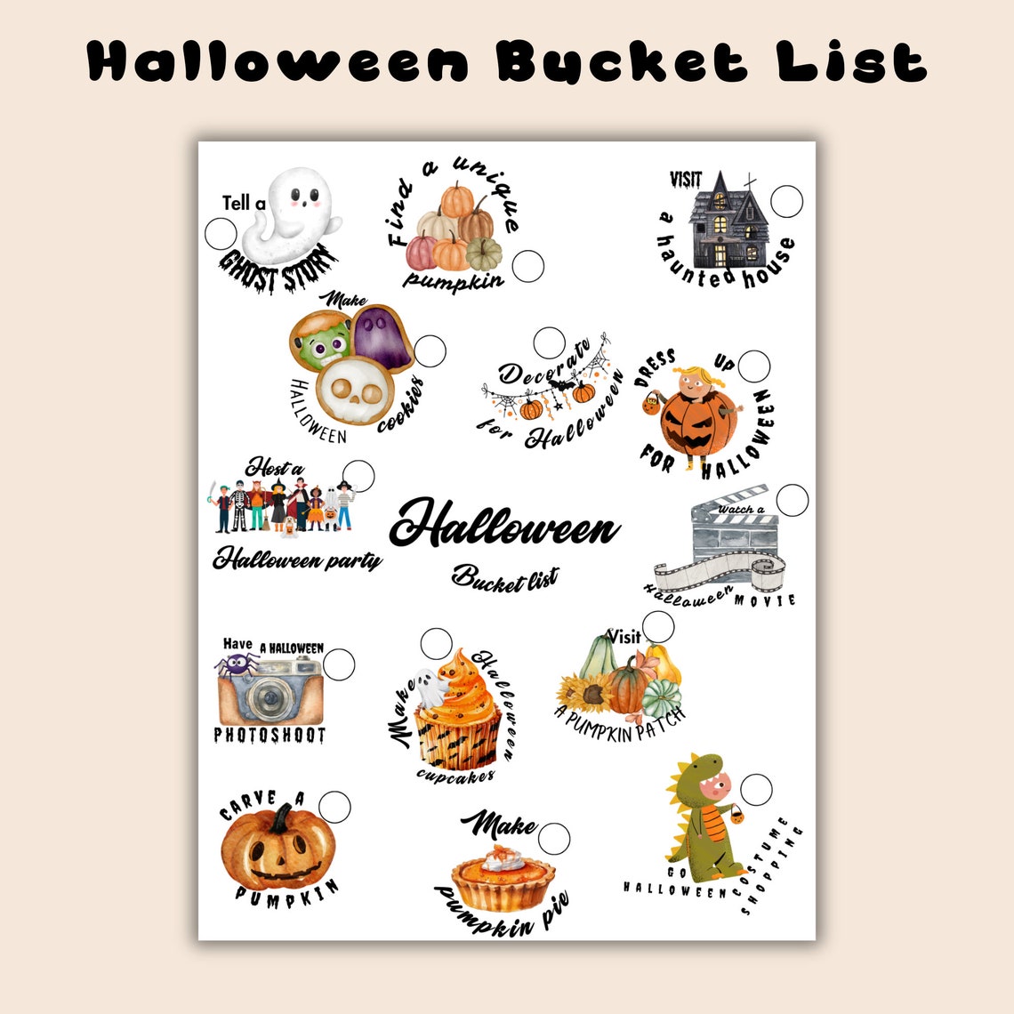 Spooky and Fun Halloween Printable Bucket List, Halloween Checklist ...