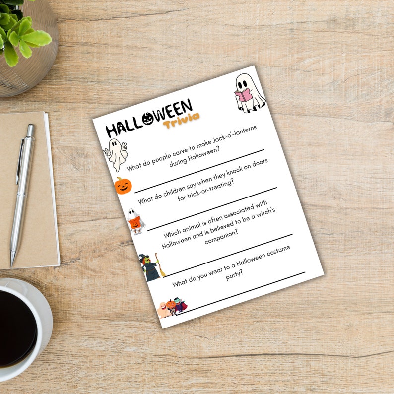 Halloween Trivia Game, Printable Game, Halloween Party Ideas, Printable ...
