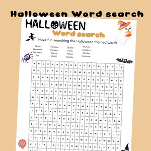 Halloween Word Search Activity, Printable Party Game, Word Games, Fun ...