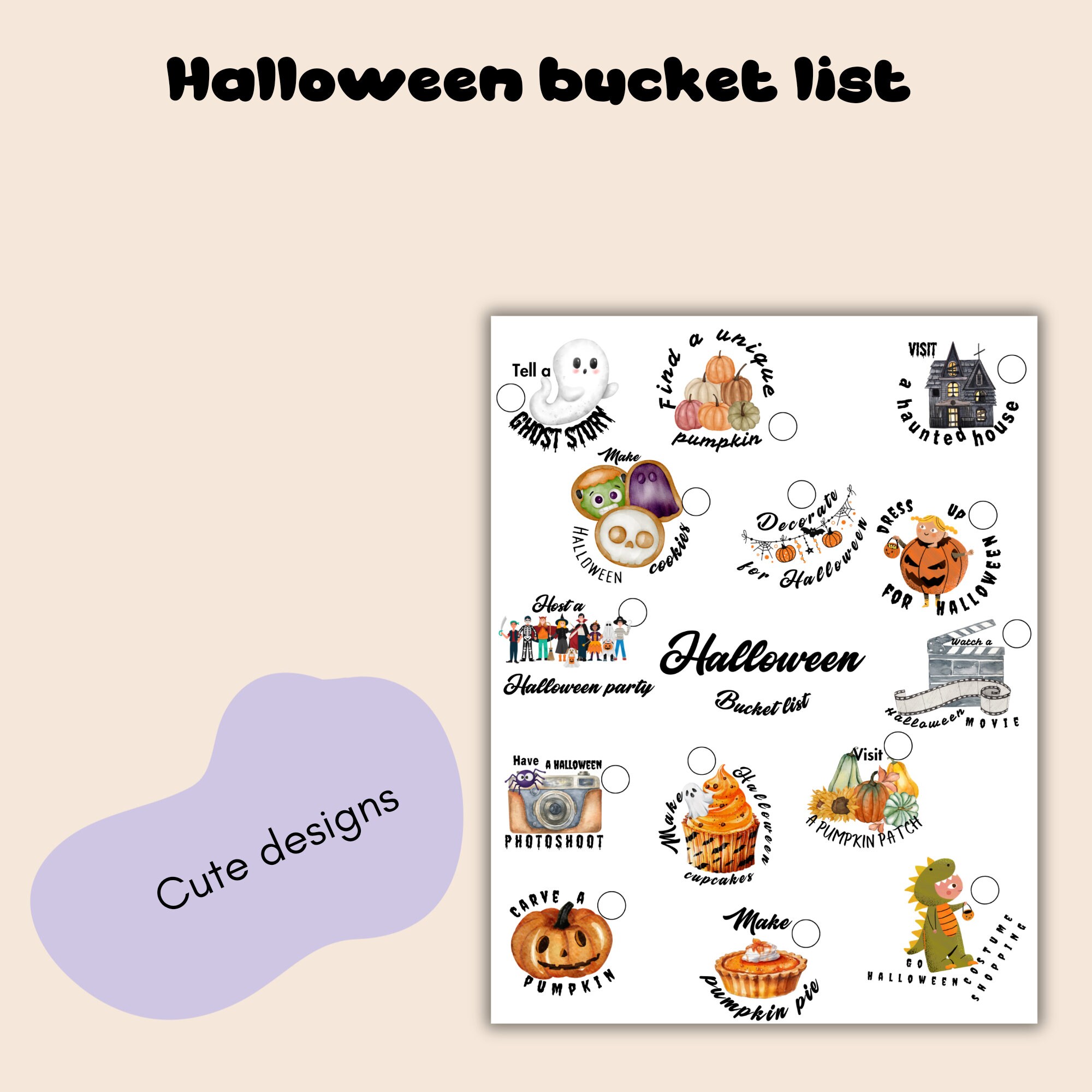 Spooky and Fun Halloween Printable Bucket List, Halloween Checklist ...