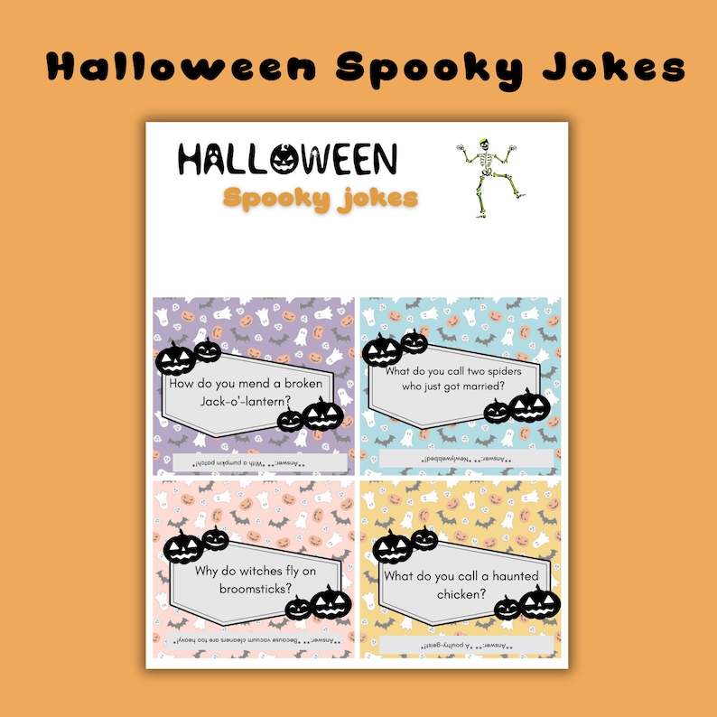 Halloween Spooky Jokes Halloween Jokes for Kids Printable - Etsy