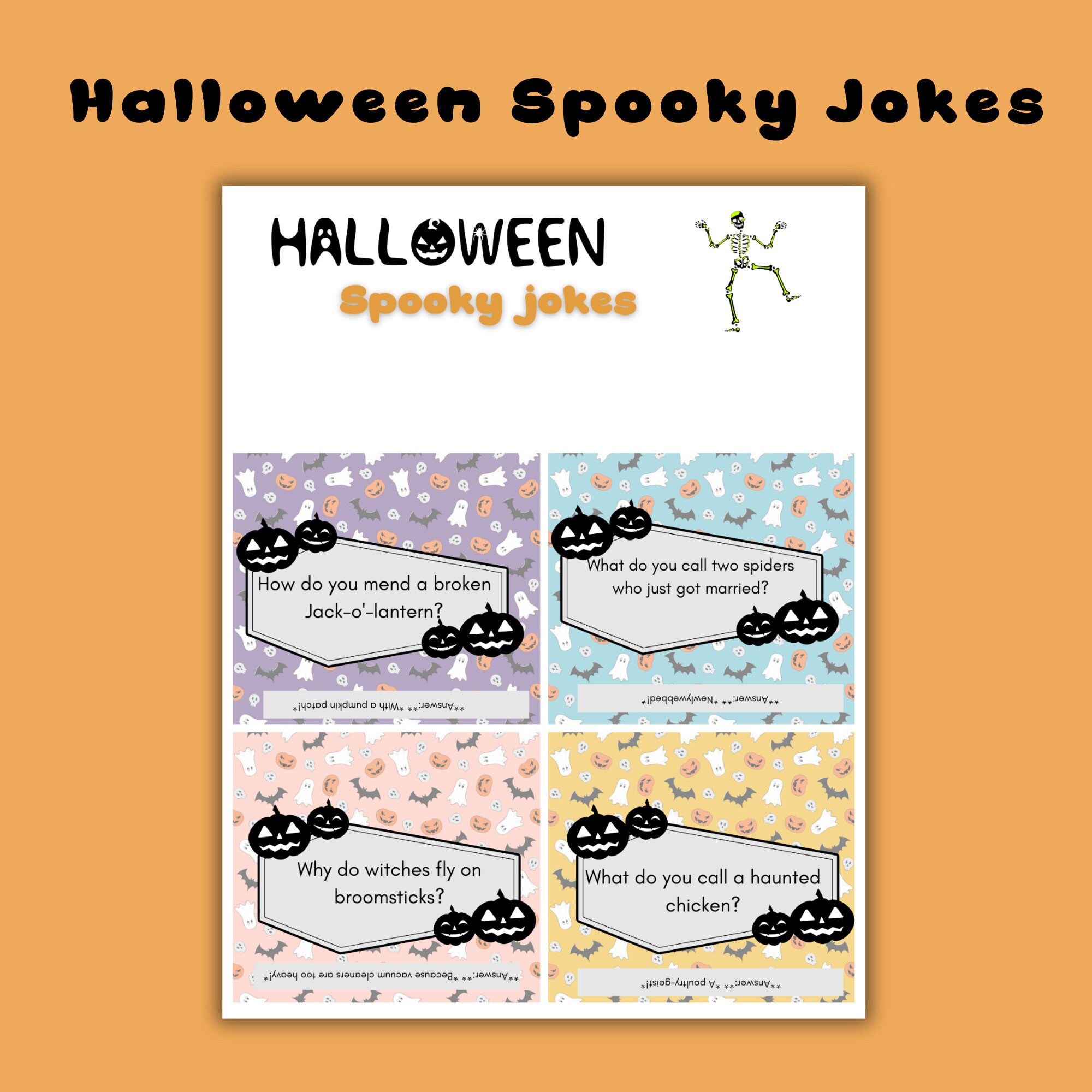 Halloween Spooky Jokes Halloween Jokes for Kids Printable - Etsy