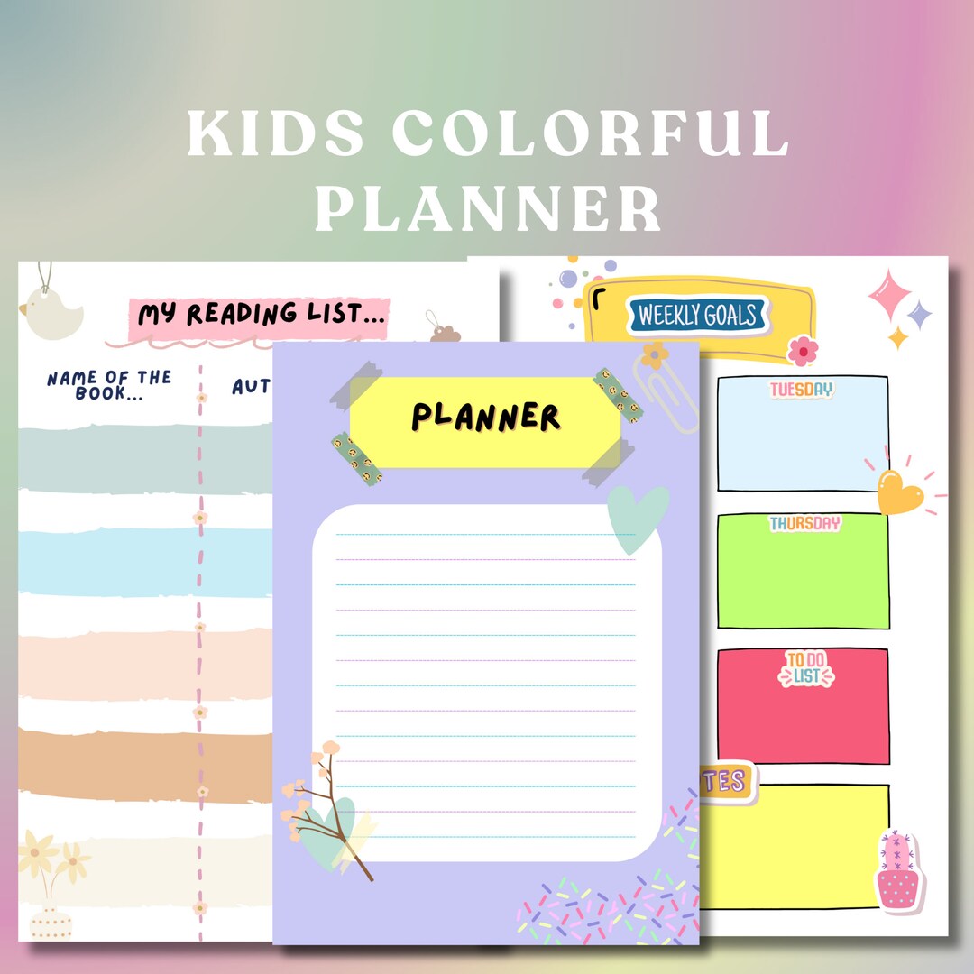 Colorful and Fun Kids Planner Printable Perfect for Young Planners ...