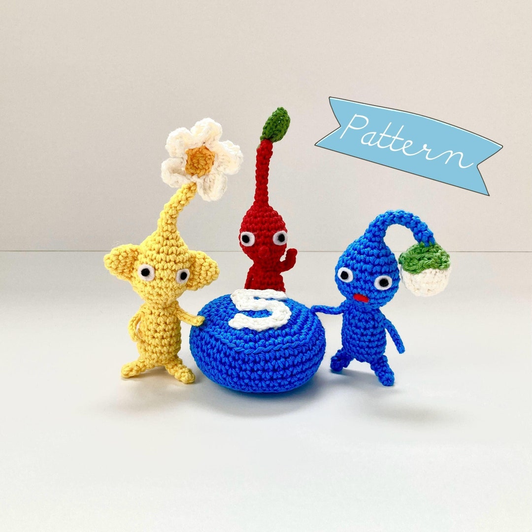 Red, Yellow and Blue Pikmin With 5 Pellet Crochet Pattern Amigurumi PDF ...