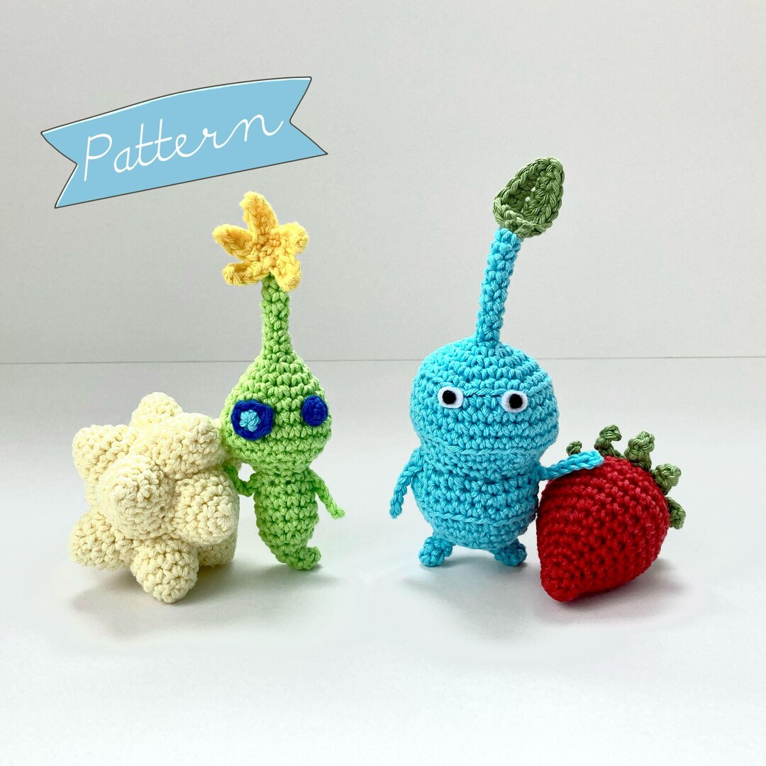Ice and Glow Pikmin With Strawberry and Glow Pellet Bundle Crochet ...