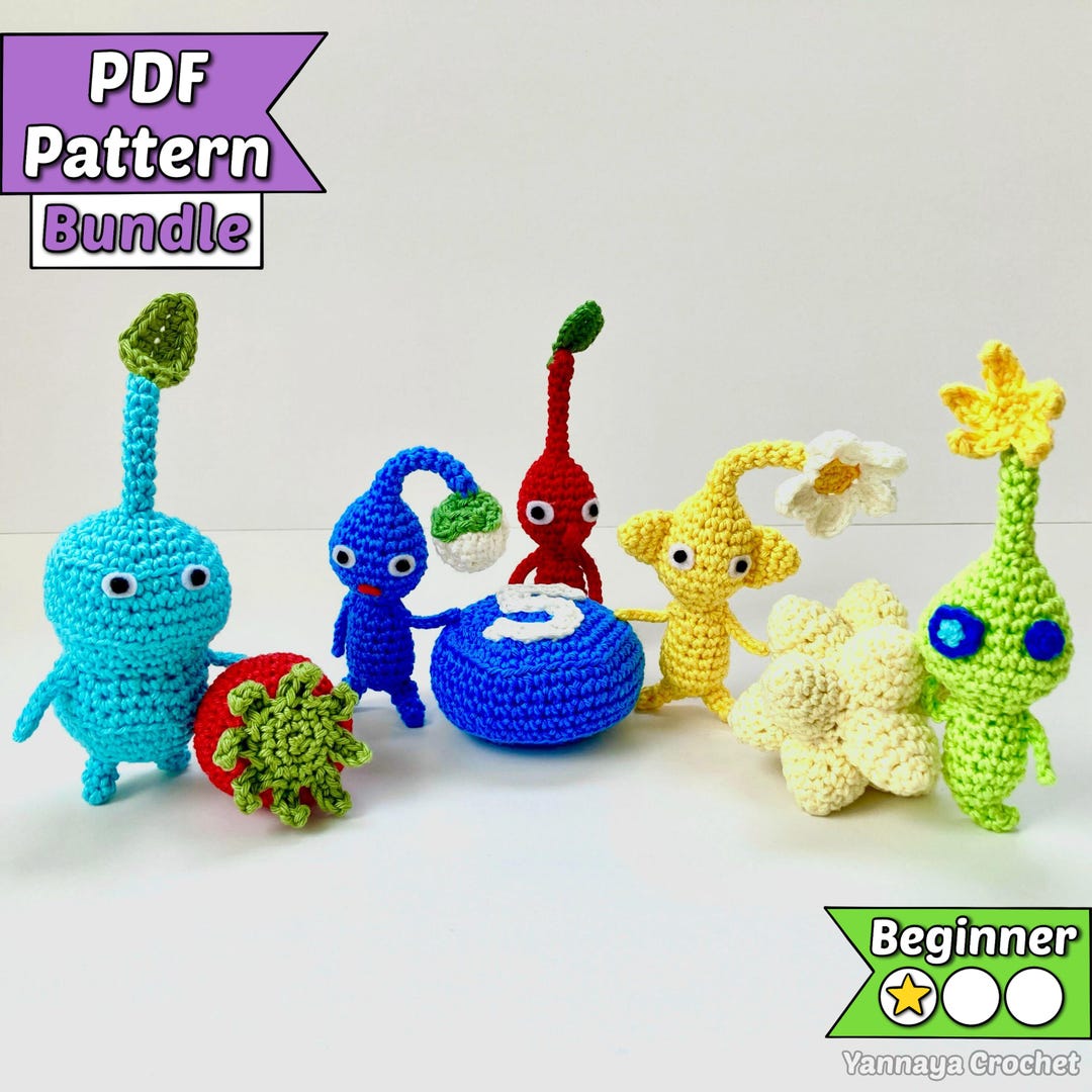 Red, Yellow, Blue, Glow & Ice Pikmin Crochet Pattern PDF Bundle - Video ...