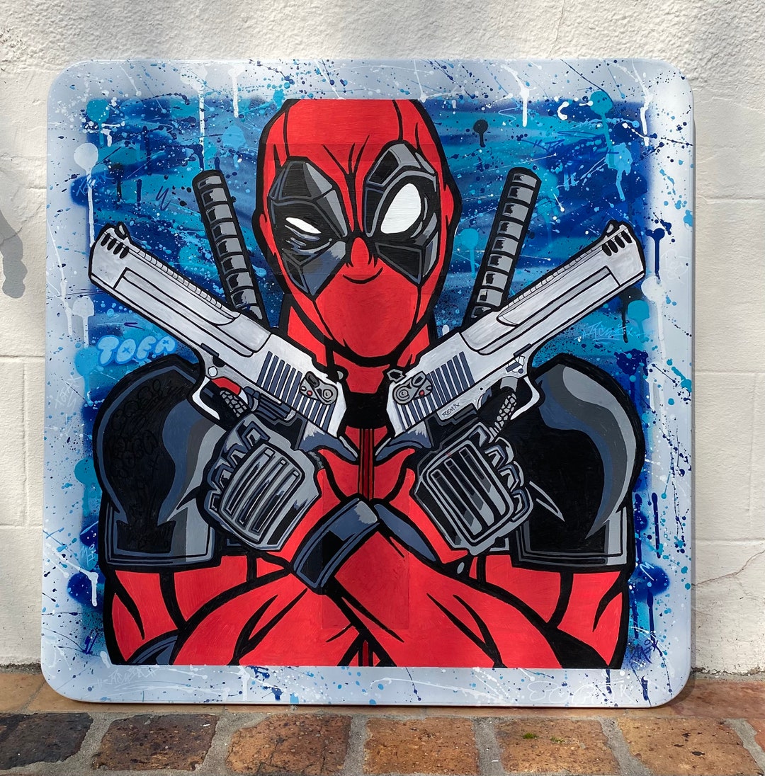 Deadpool Street Art Painting on an Old Road Sign - Etsy UK