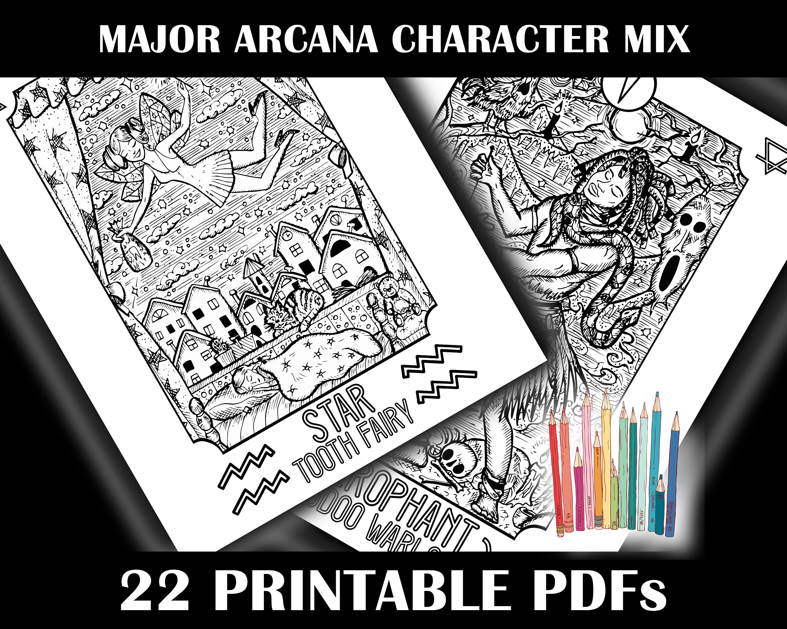 22 Tarot Coloring Pages Adults Major Arcana Coloring Pages Engraved ...