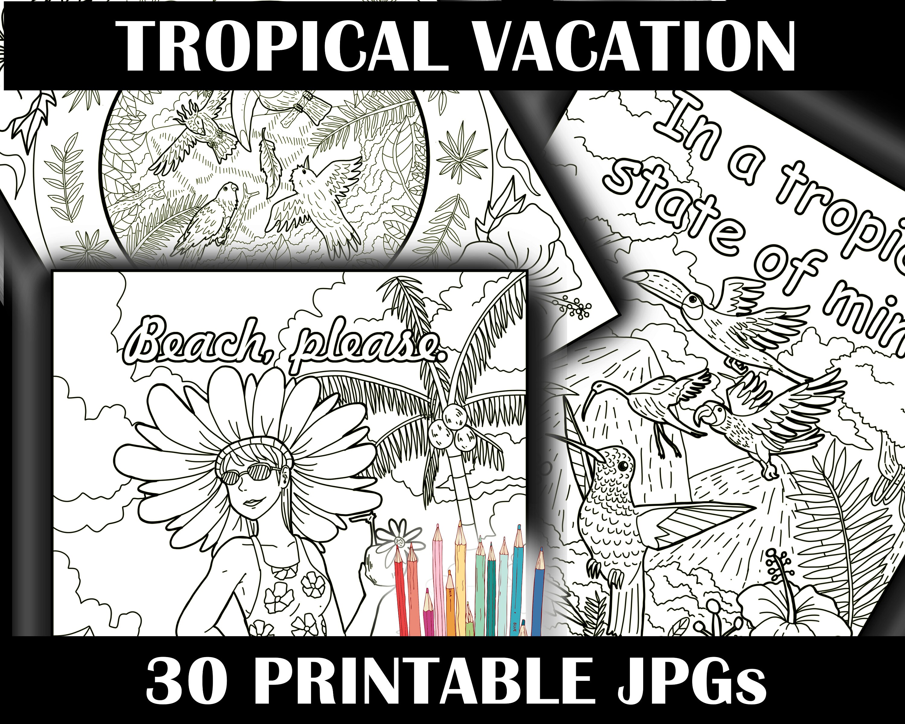 30 Tropical Coloring Pages Beach Coloring Pages Hawaii Coloring Pages ...