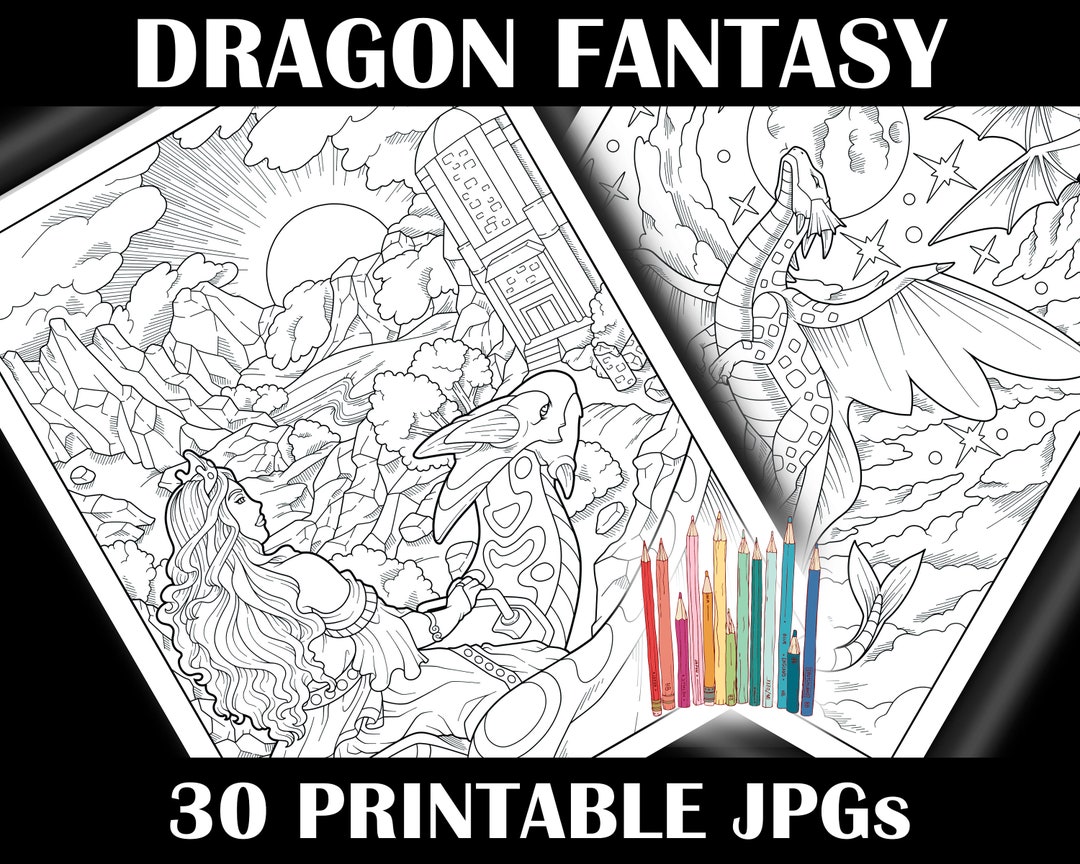 30 Dragon Coloring Pages Printable, Fantasy Coloring Pages for Teens ...