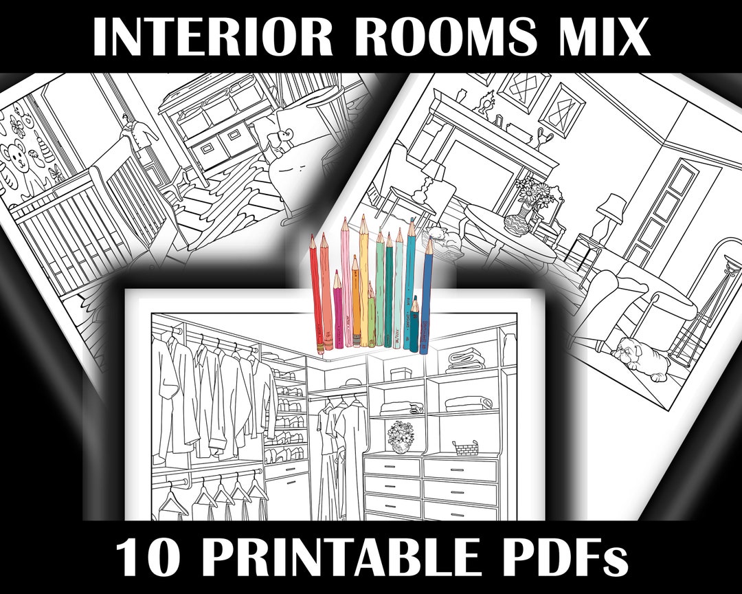 10 Rooms Interior Coloring Pages House Interior Coloring - Interior ...