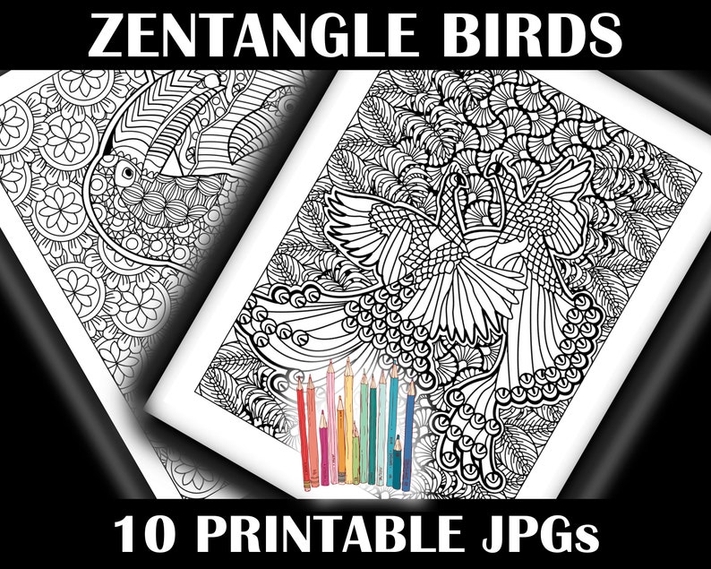 10 Zentangle Birds Coloring Pages Floral and Plants Coloring Pages ...