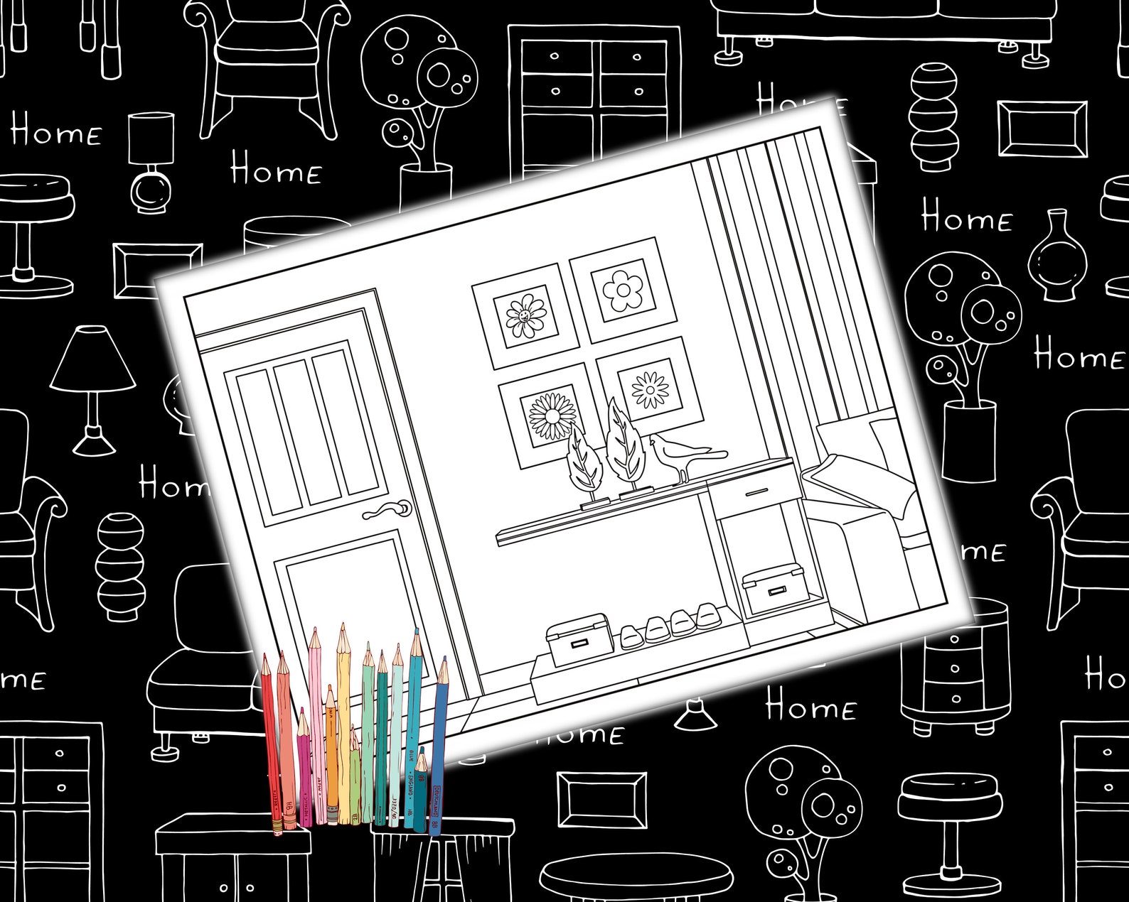 10 Rooms Interior Coloring Pages House Interior Coloring Interior Rooms ...
