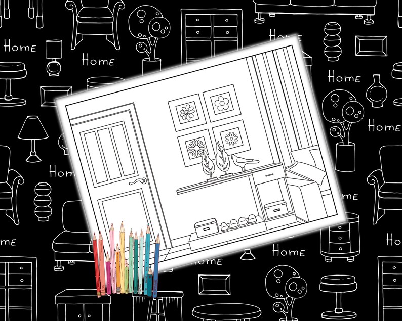 10 Rooms Interior Coloring Pages House Interior Coloring - Interior ...
