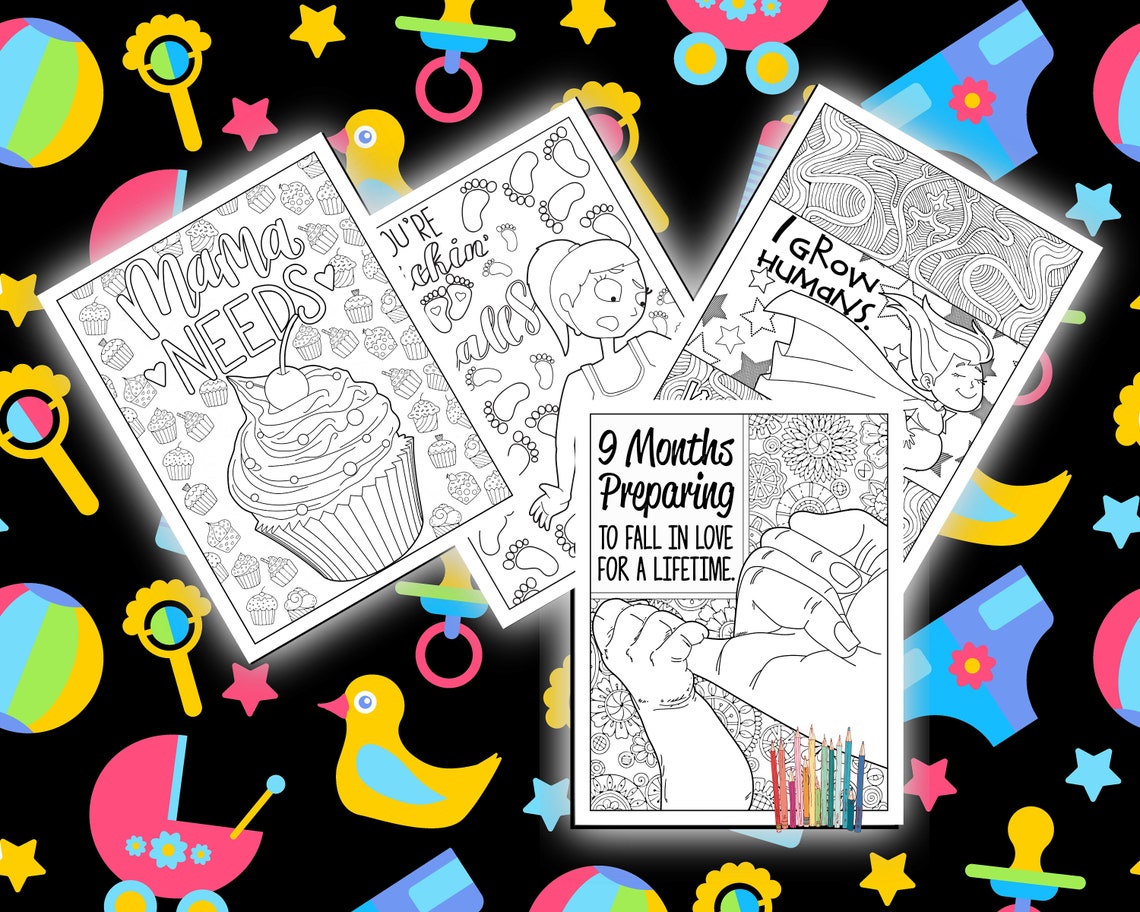 20 Pregnancy Coloring Pages, Baby Shower Coloring Sheets, Funny Baby ...
