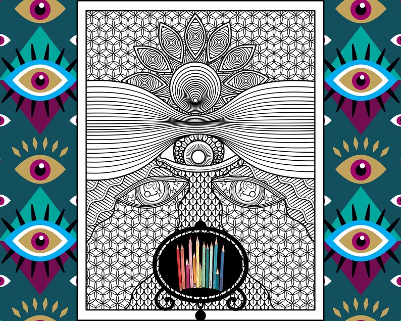 Zen Doodle Evil Eye Coloring Pages: Geometric Spiritual Art (PDF ...