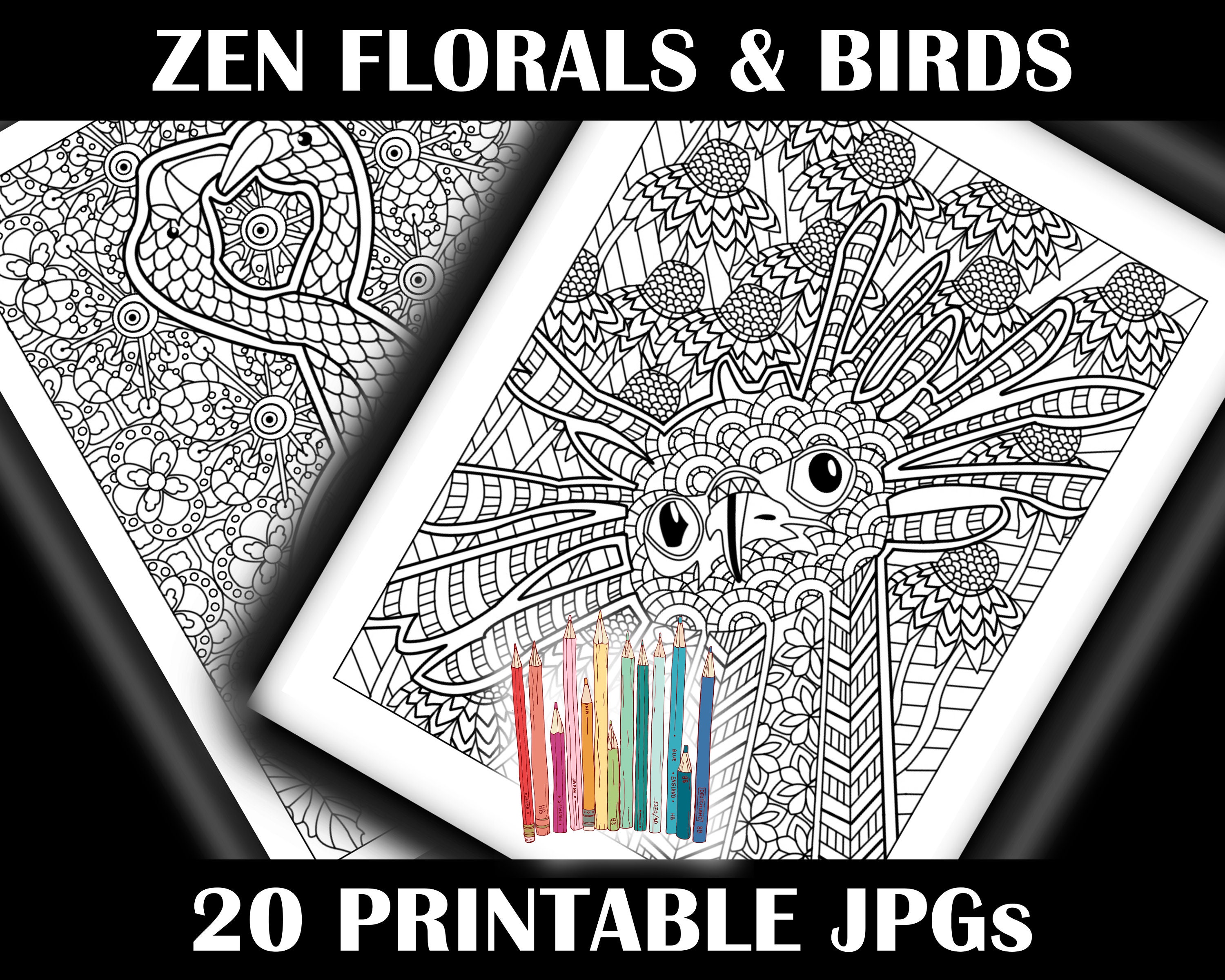 20 Zentangle Birds Coloring Pages Floral and Plants Coloring Pages ...