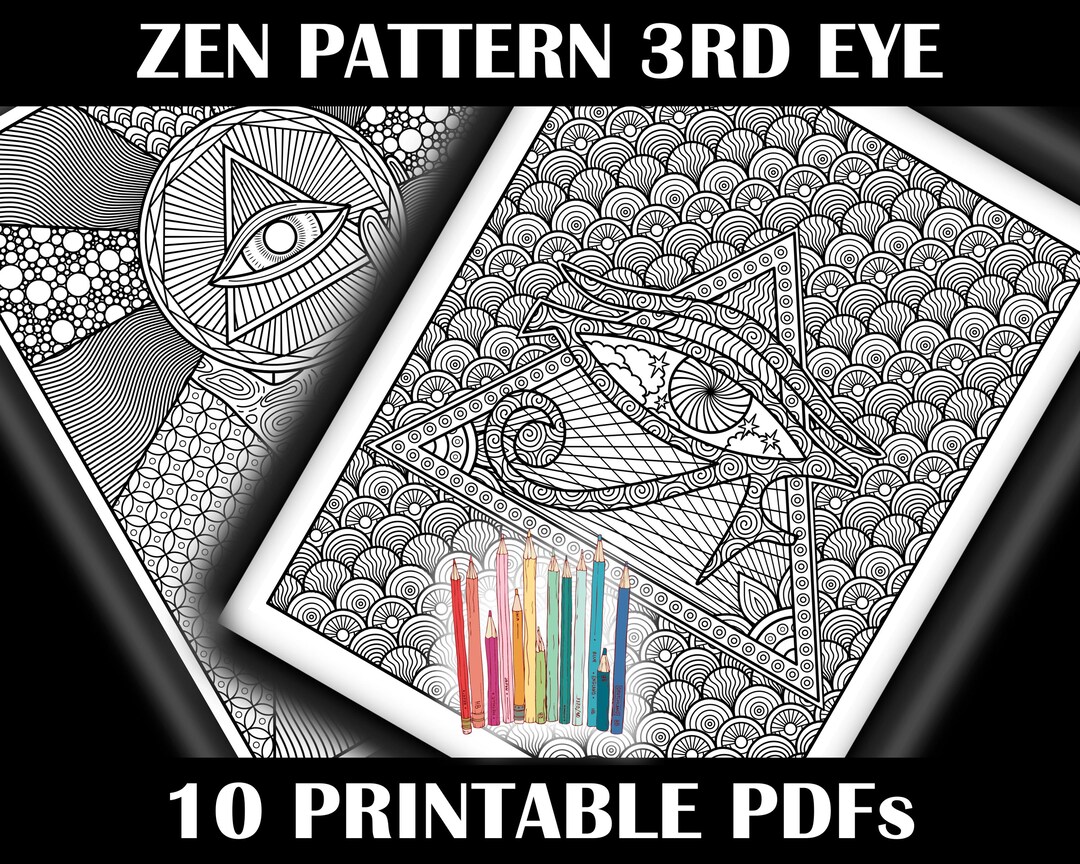 10 Zen Doodle Evil Eyes Geometric Coloring Pages - Spiritual Coloring ...