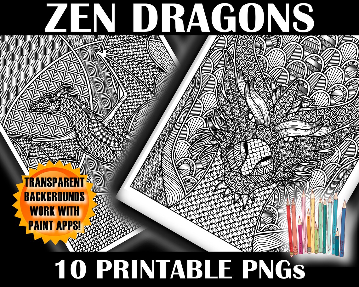 10 Zentangle Dragon Coloring Page, Dragon Zentangle Coloring Sheets ...