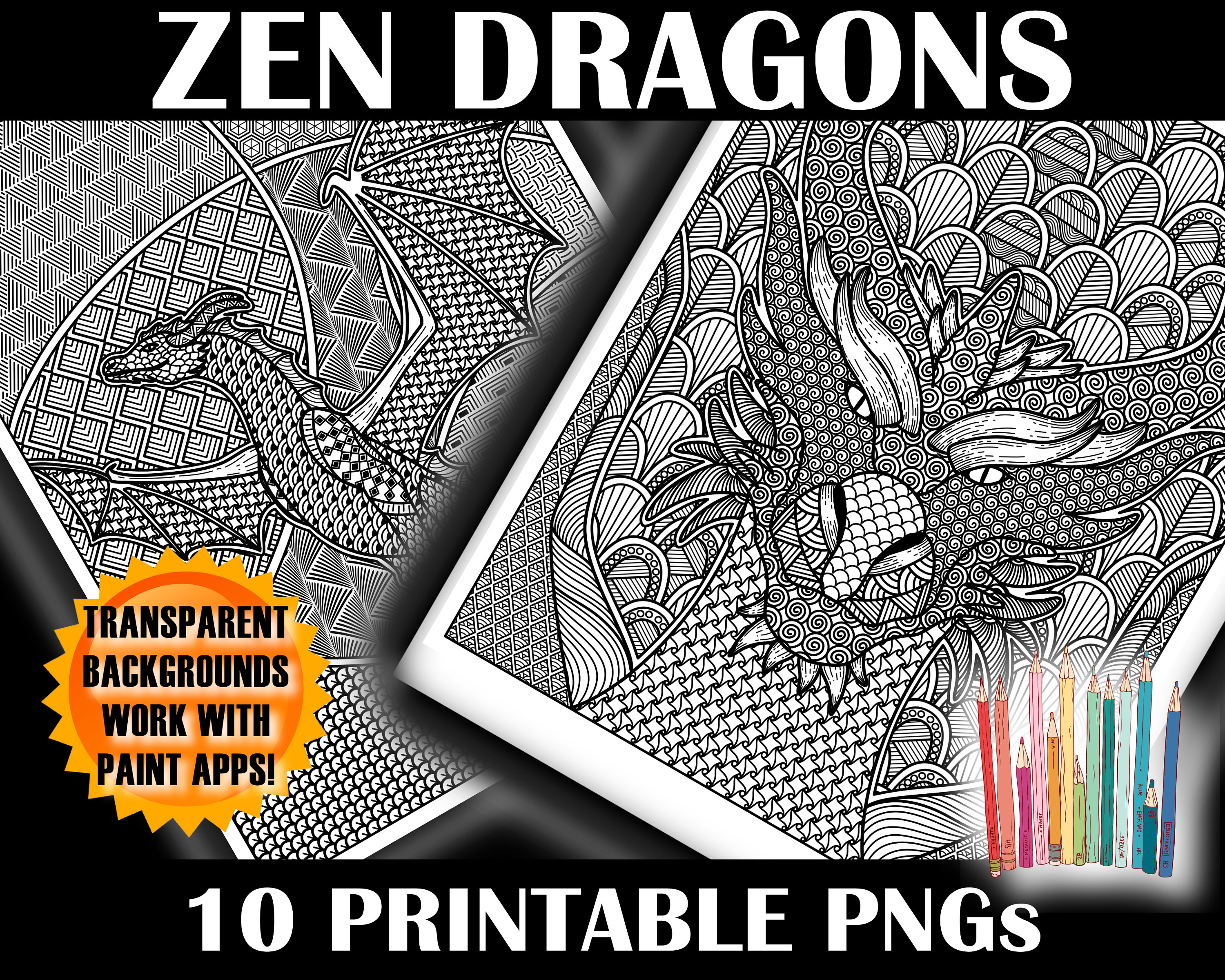 10 Zentangle Dragon Coloring Page, Dragon Zentangle Coloring Sheets ...