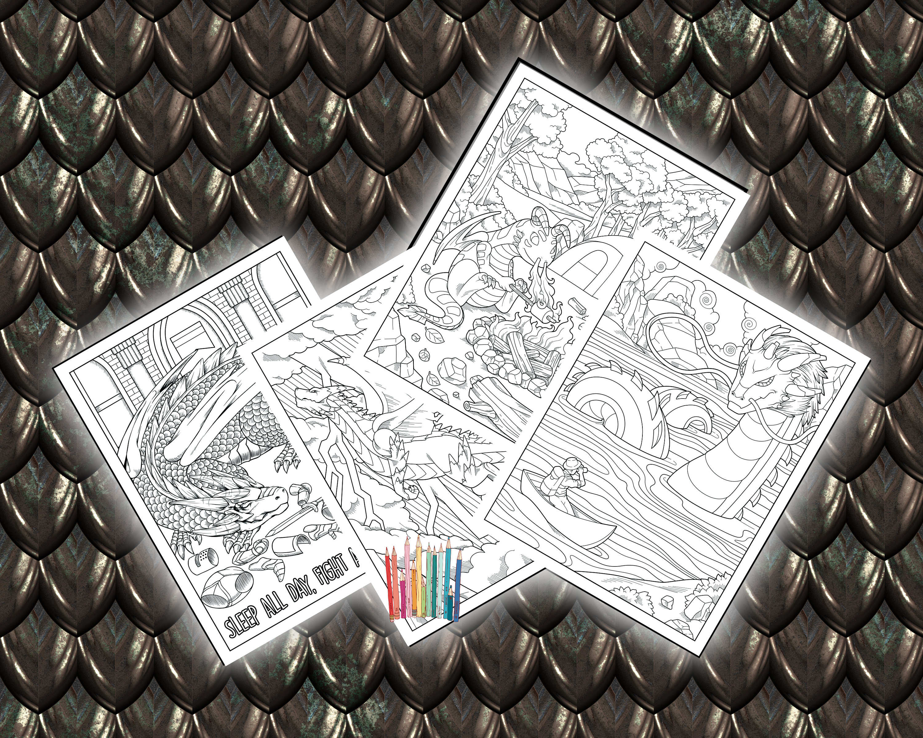 30 Dragon Coloring Pages Printable, Fantasy Coloring Pages for Teens ...