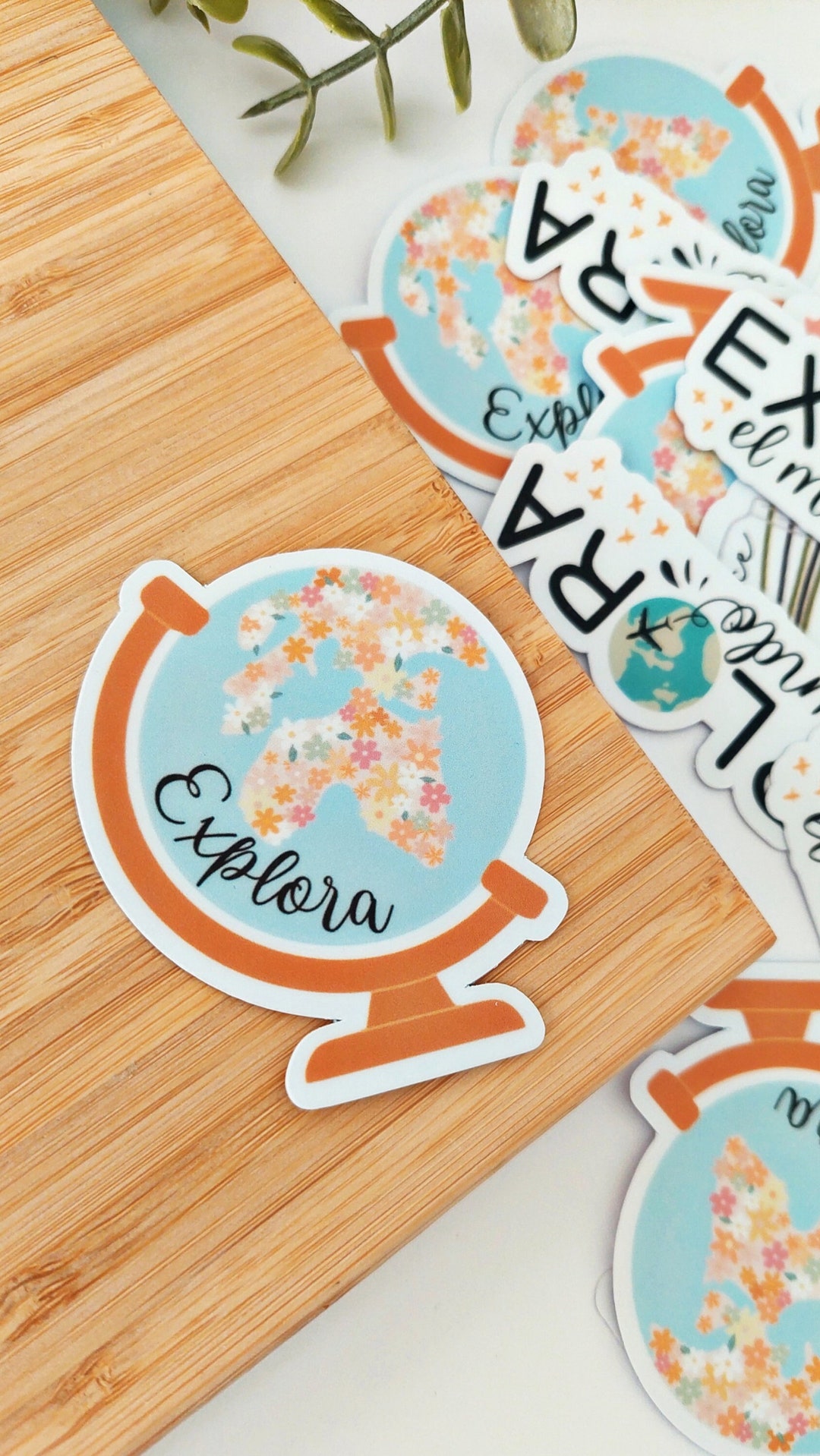 Floral Earth Planet Sticker transparent or Classic / Waterproof Vinyl ...