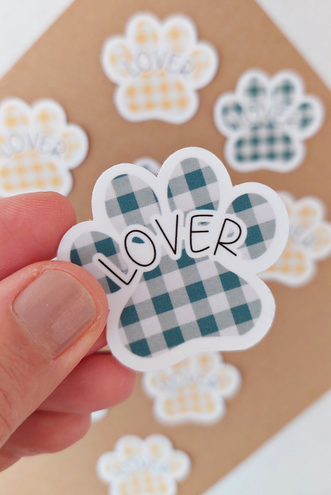 Dog Paw Print Sticker / Vichy Print/ Vinyl Waterproof Sticker - Etsy