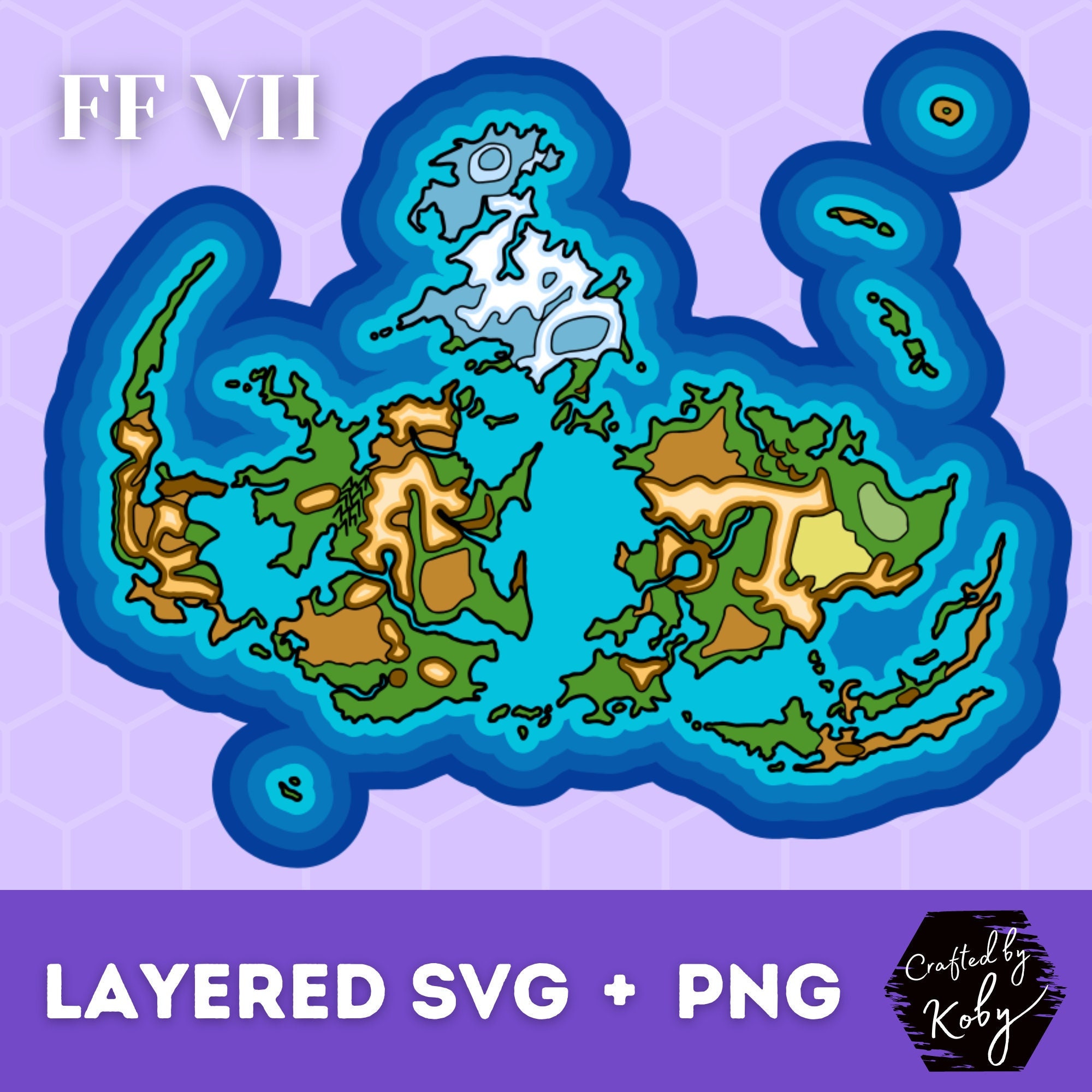 FF7 Topographical Map, Multi Layered SVG PNG Bundle, Instant Digital ...