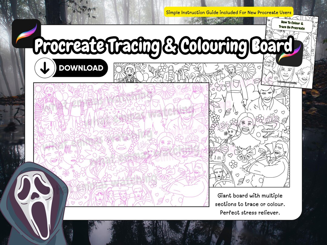 Horror Movie Procreate Tracing & Coloring Board – Digital Download for ...