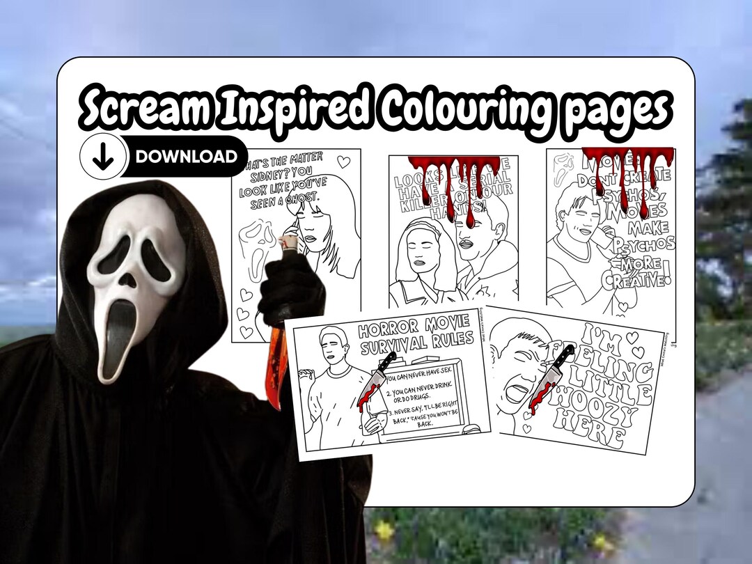 Scream Inspired Colouring Page Bundle | Billy and Stu Inspired Coloring ...