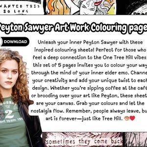 Peyton Sawyer Art Work Colouring Page Bundle | One Tree Hill Inspired ...
