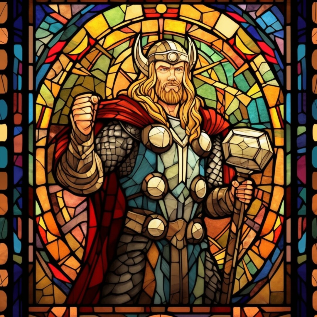 Stained Glass Thor, Thor PNG, Thor Tumbler Design PNG, Thor Phone Case ...